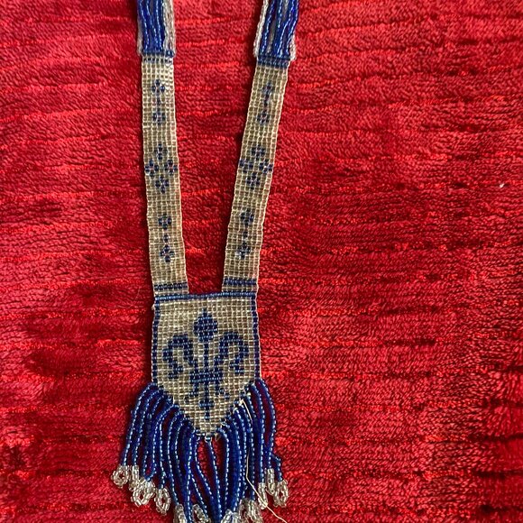 Jewelry | Vintage Native American Seed Bead Necklace Blue Silver Beaded ...